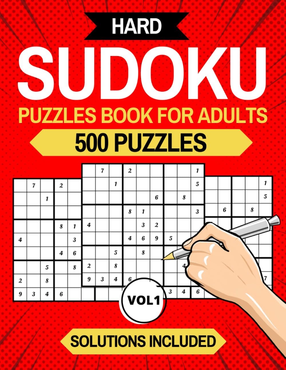 Hard Sudoku Puzzle Book for Adults: 500 Puzzles with Solutions Vol 1 ...